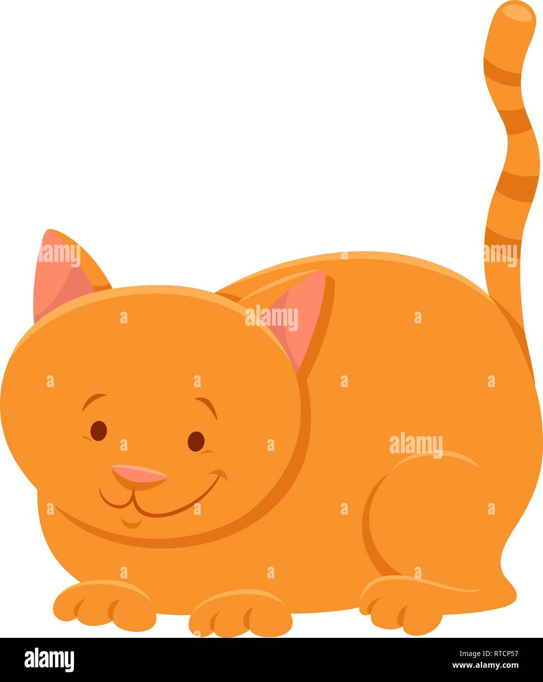 Cartoon Illustration of Cute Yellow Cat or Kitten Animal Character ...