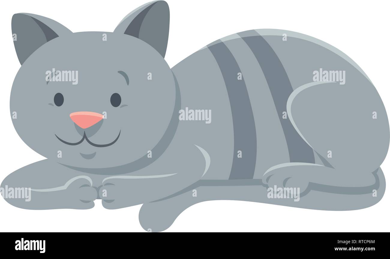 Cartoon Illustration of Gray Cat or Kitten Animal Character Stock ...