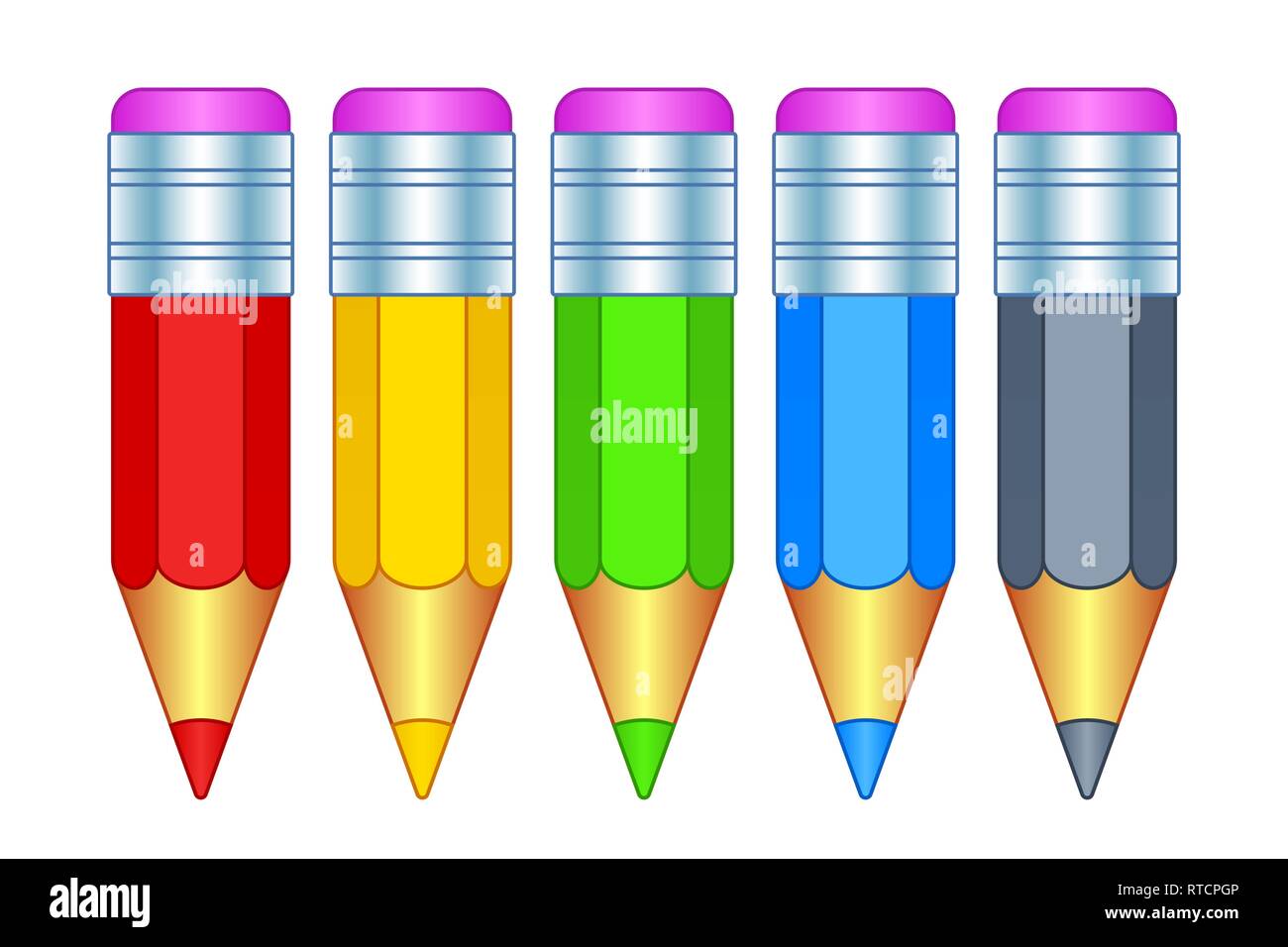 Illustration of the color small pencil icon set Stock Vector Image ...