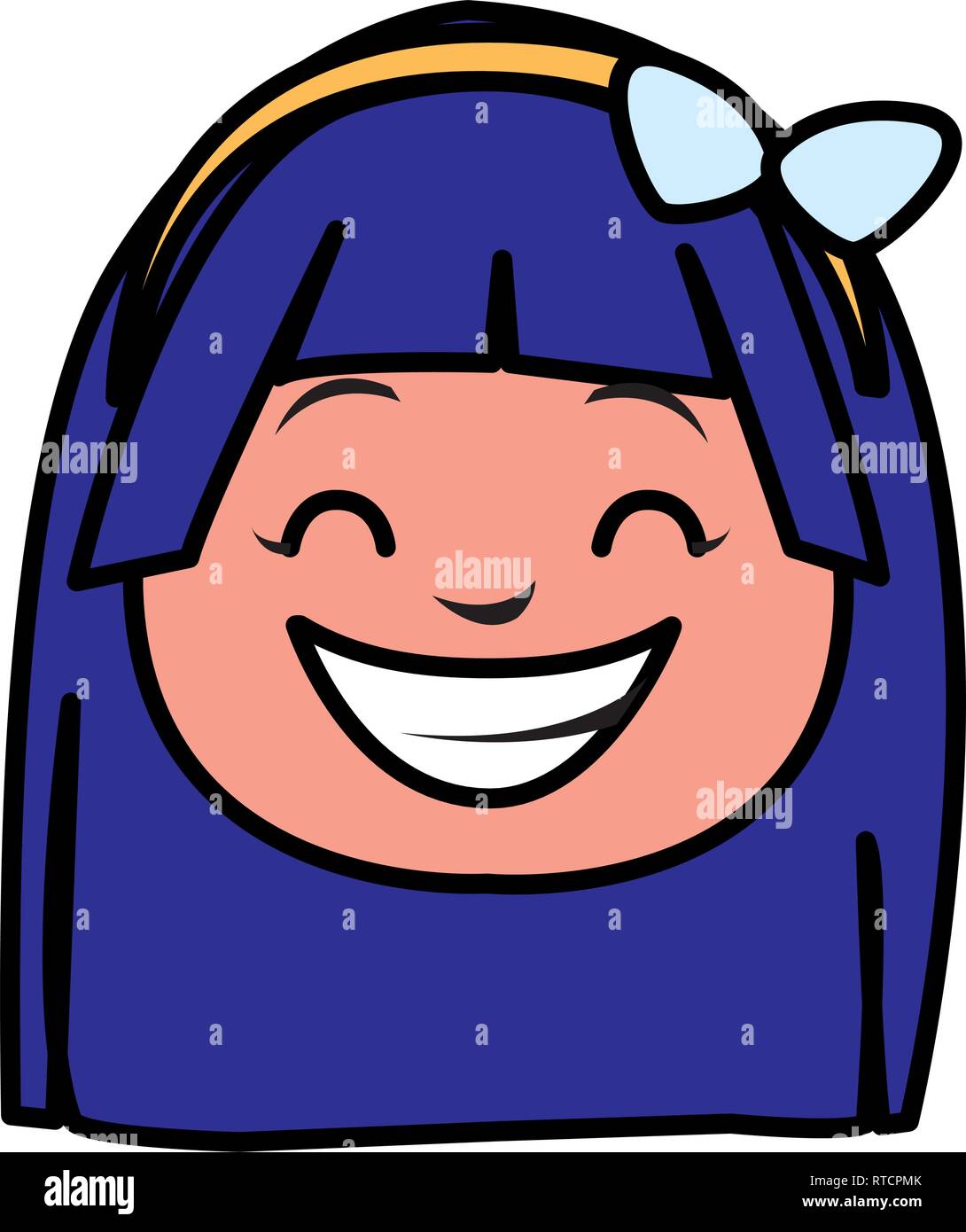 cute little girl head character vector illustration design Stock Vector ...