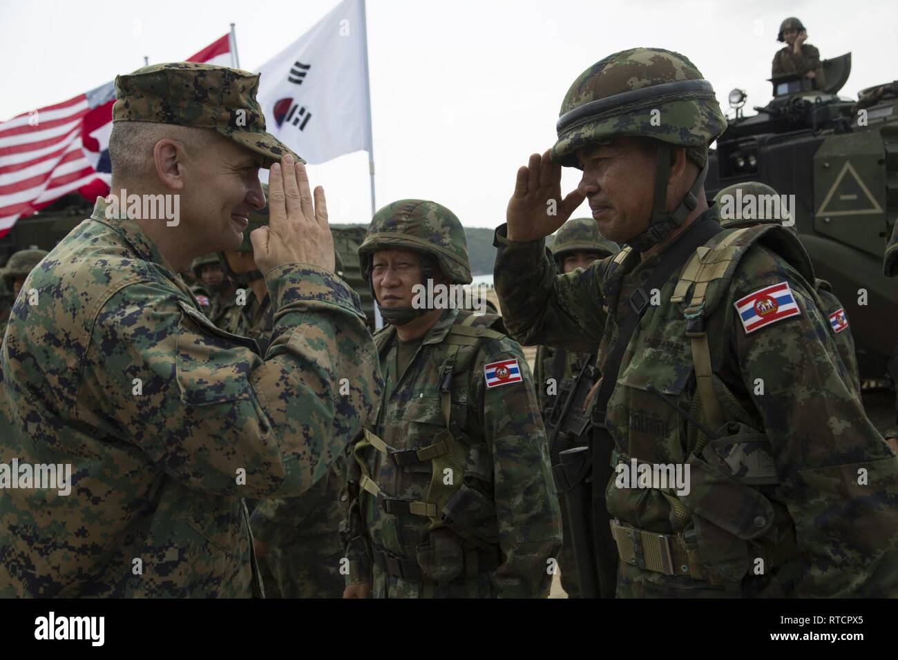 U.S. Marine Brig. Gen. Sean Salene greets Royal Thai Marines during ...