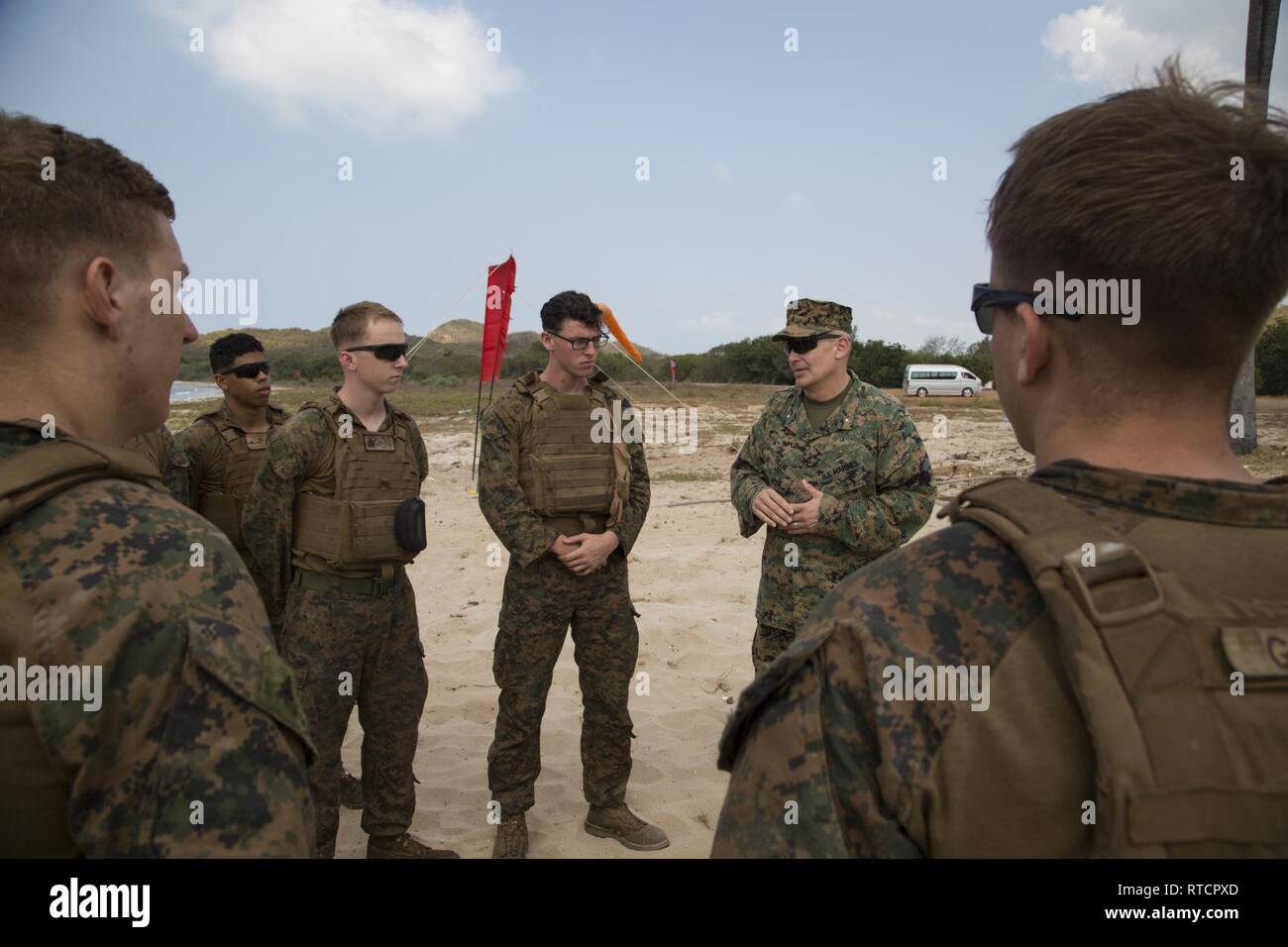 U.S. Marine Brig. Gen. Sean Salene speaks with Marines during Cobra ...