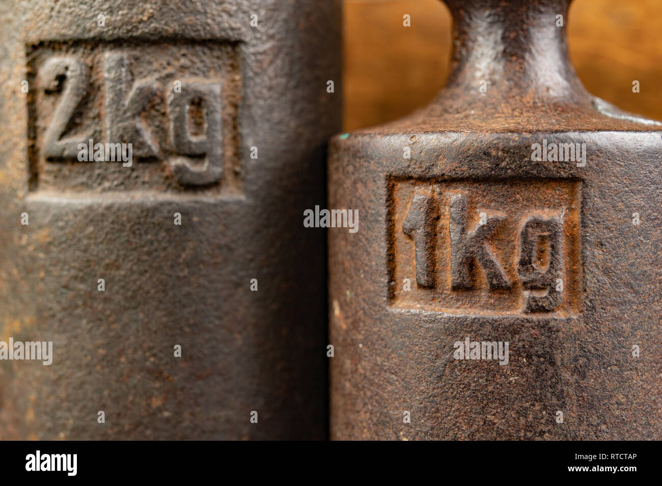 Old rusty metal weights for weighing products. Accessories for weight ...