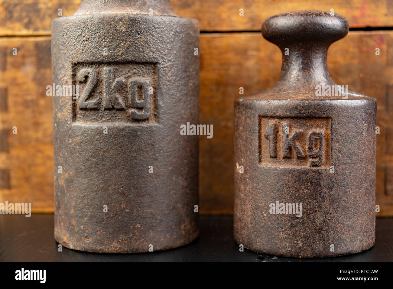 Old rusty metal weights for weighing products. Accessories for weight ...