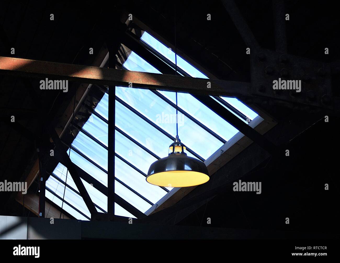 Industrial light and skylight in old factory Stock Photo - Alamy
