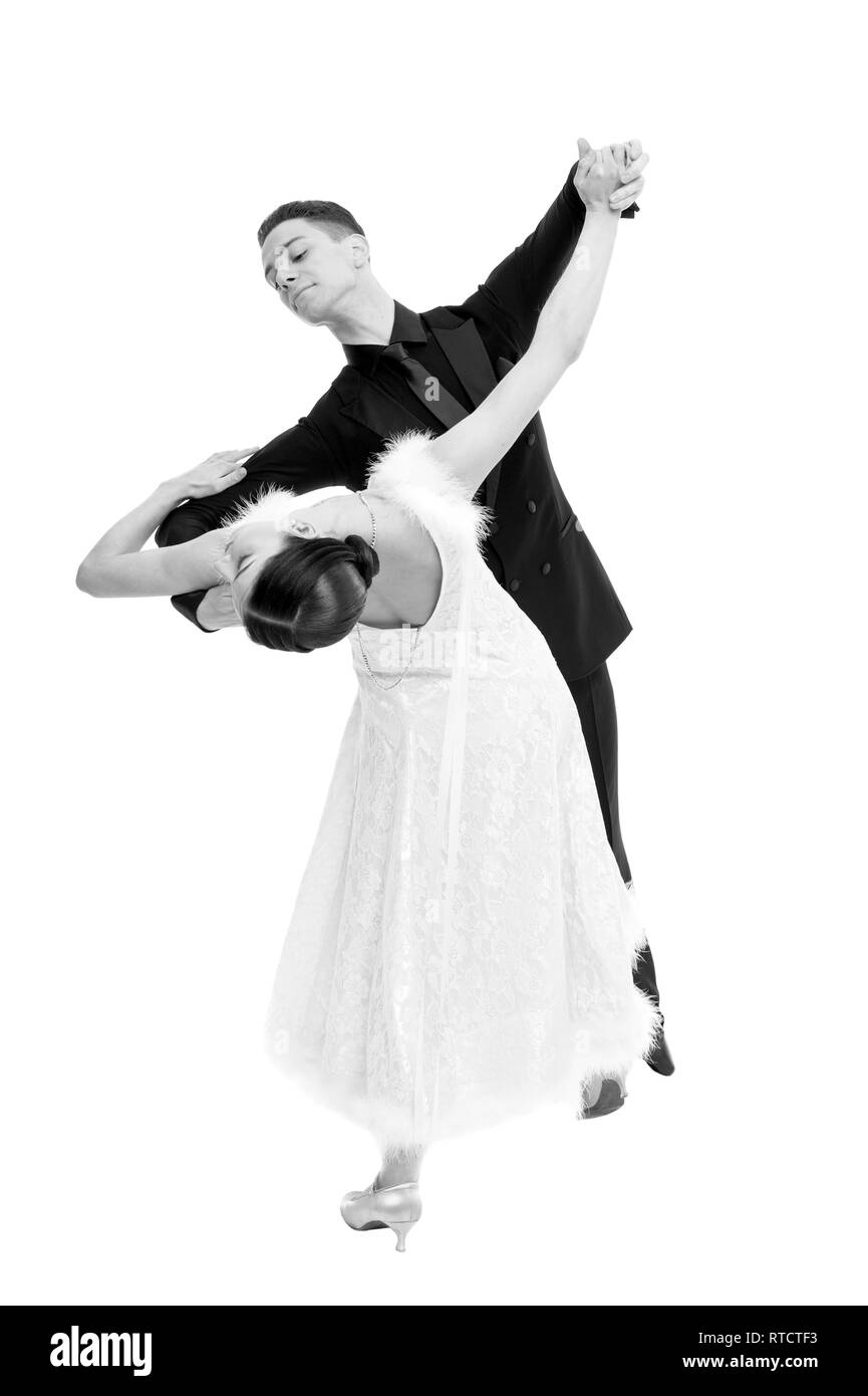 ballroom dance couple in a dance pose isolated on white background ...