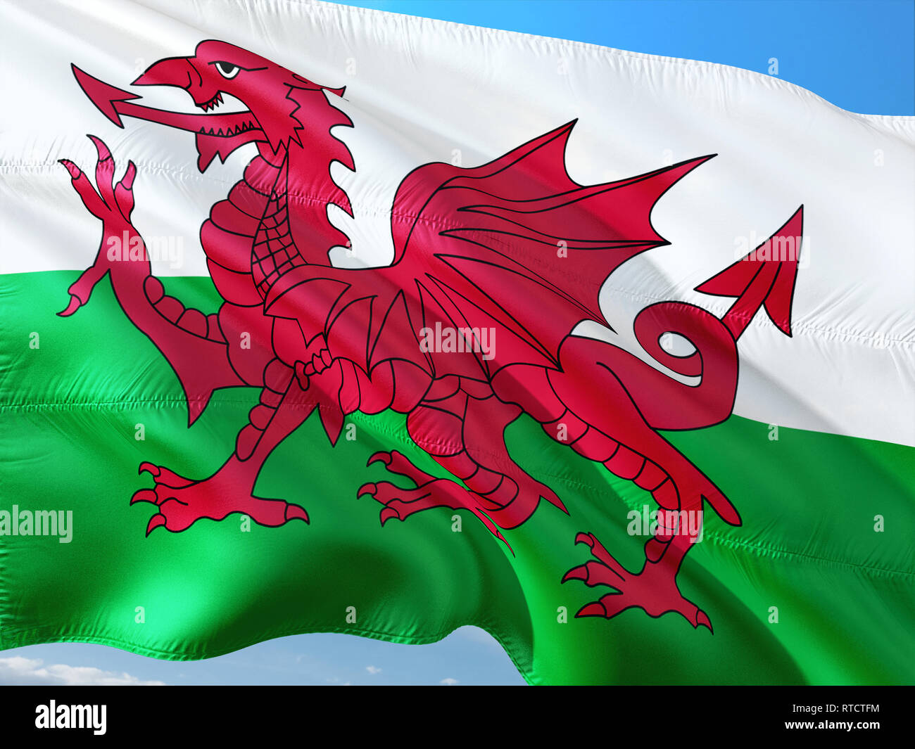 Waving welsh flags hi-res stock photography and images - Alamy