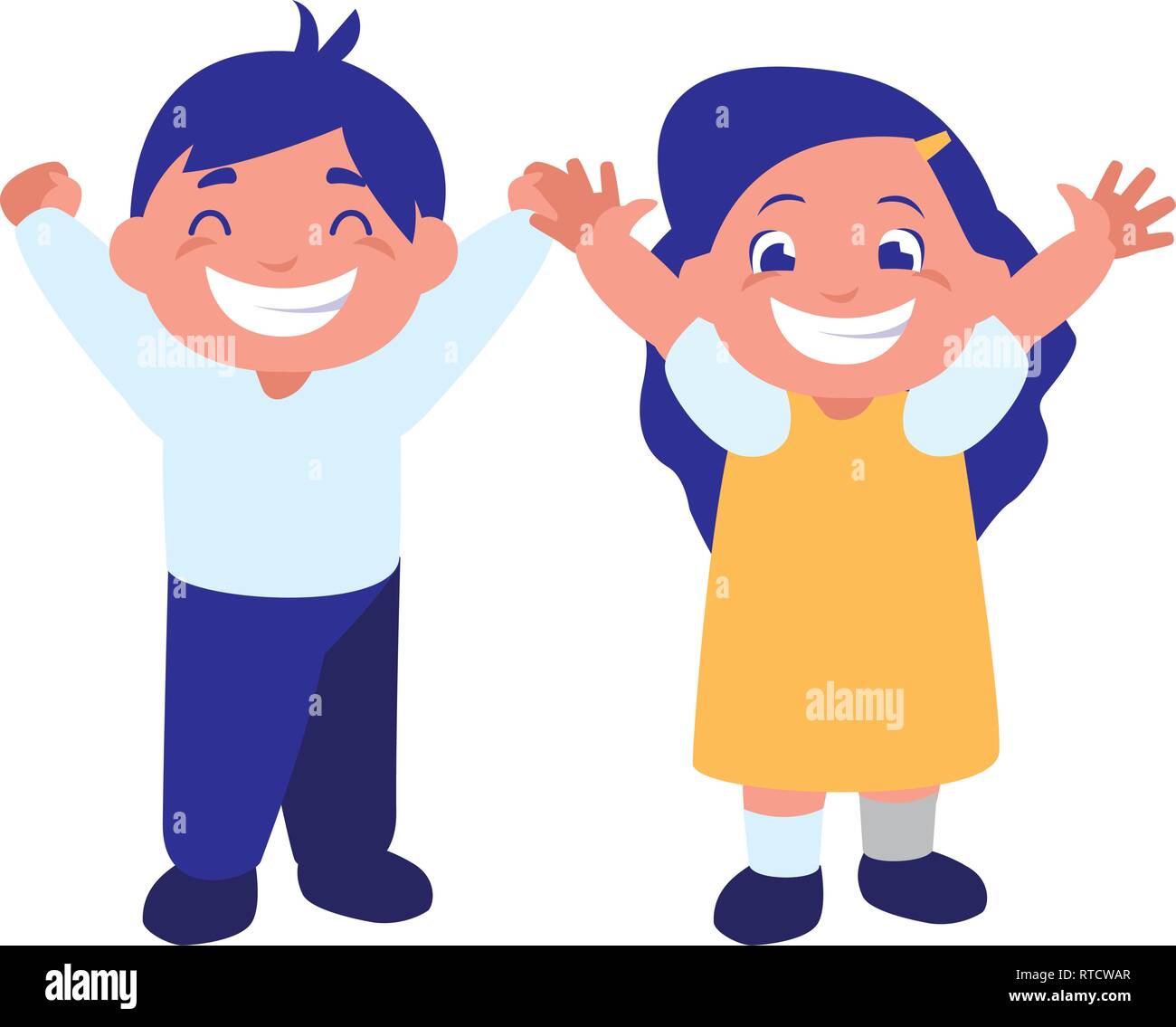 happy fat kids celebrating characters vector illustration design Stock ...