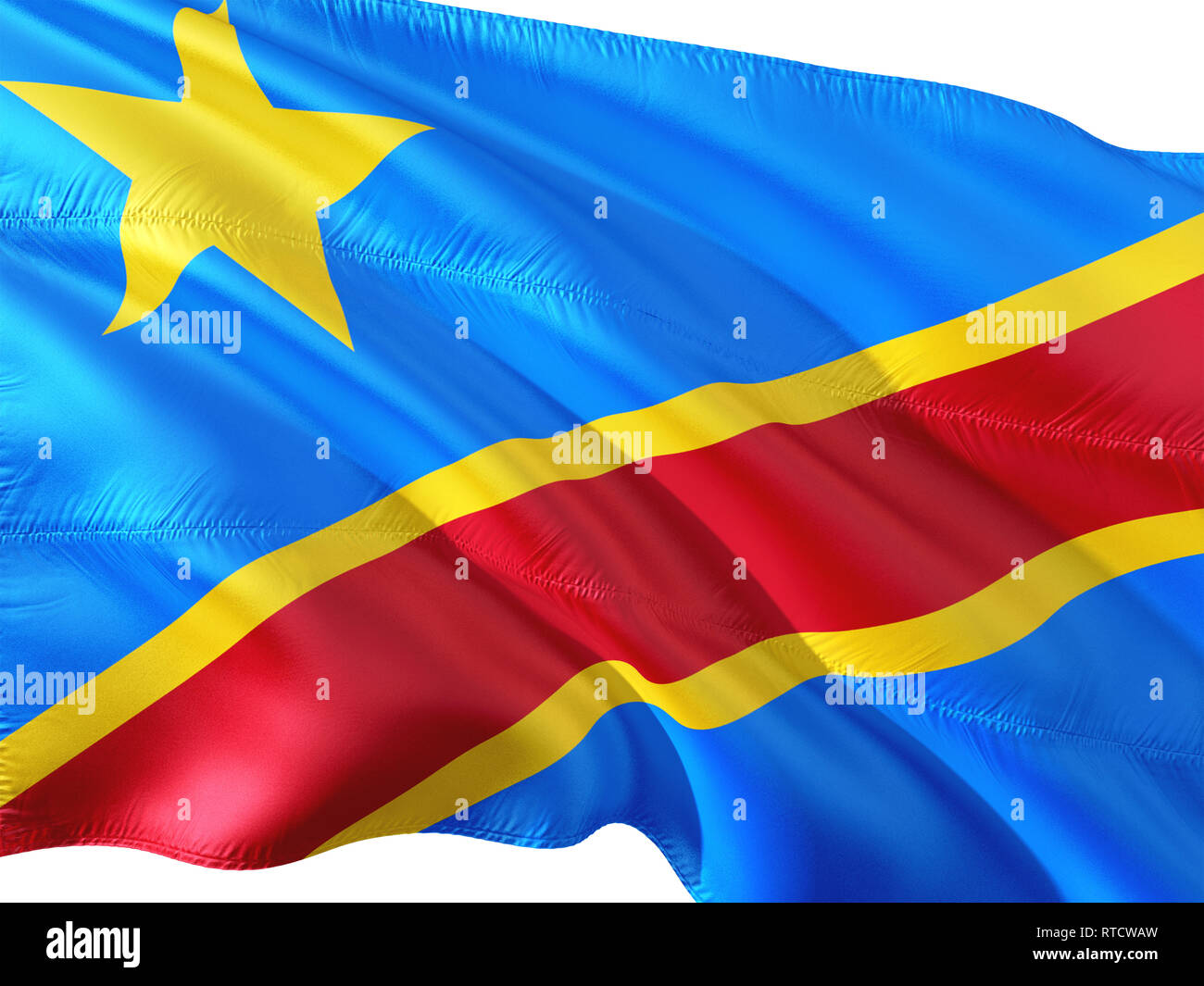 Flag of Congo waving in the wind, isolated white background Stock Photo ...