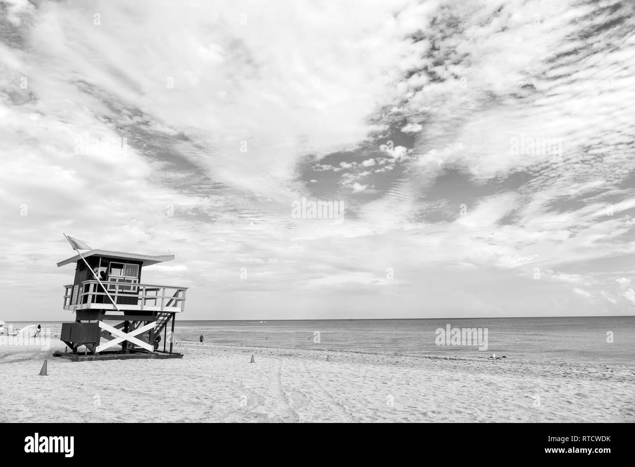 South Beach, Miami, Florida, lifeguard house in a colorful Art Deco ...