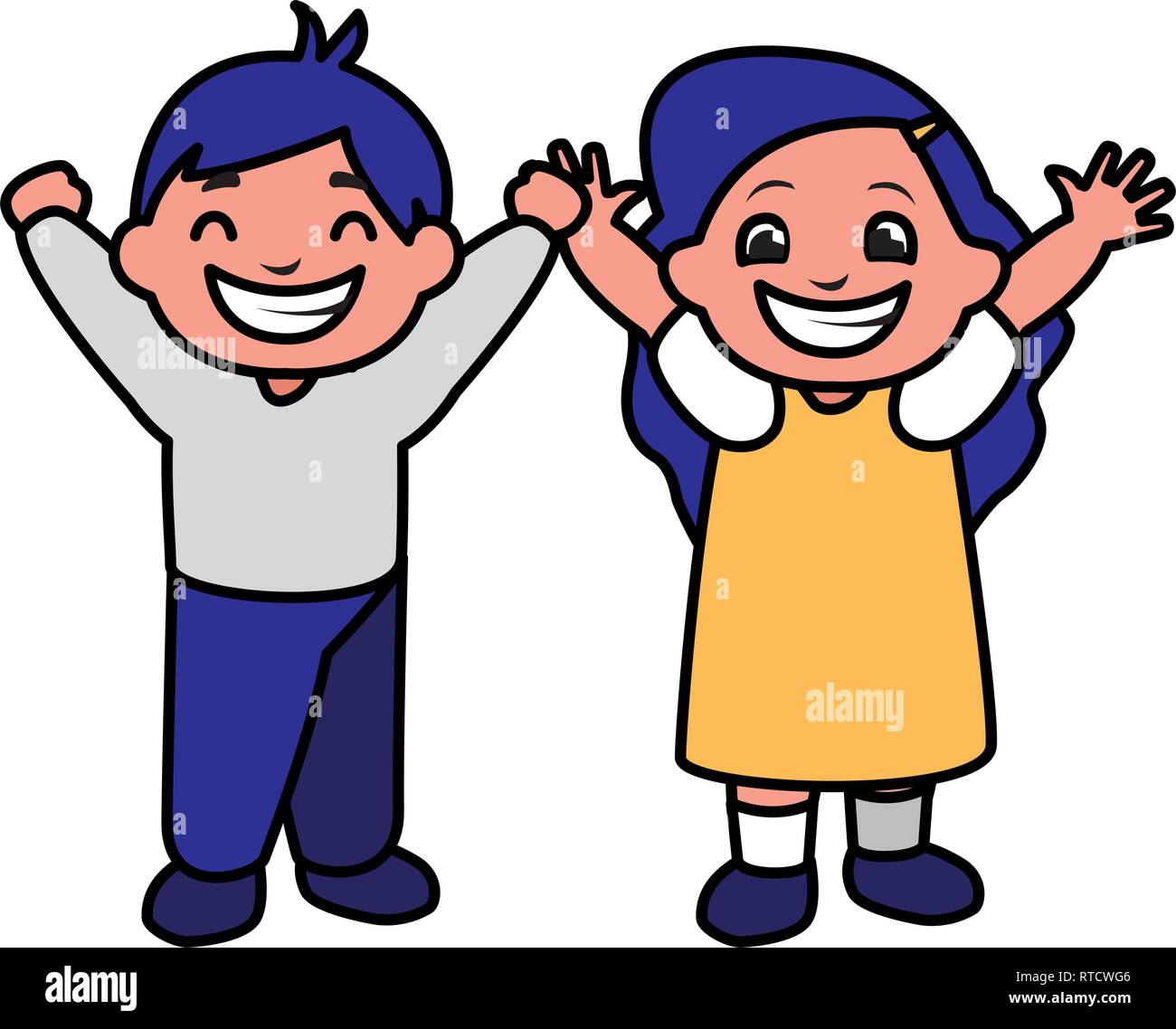 happy fat kids celebrating characters vector illustration design Stock ...