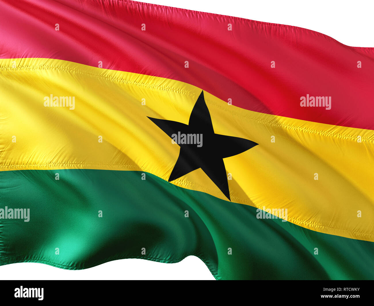 Flag of Ghana waving in the wind, isolated white background Stock Photo ...