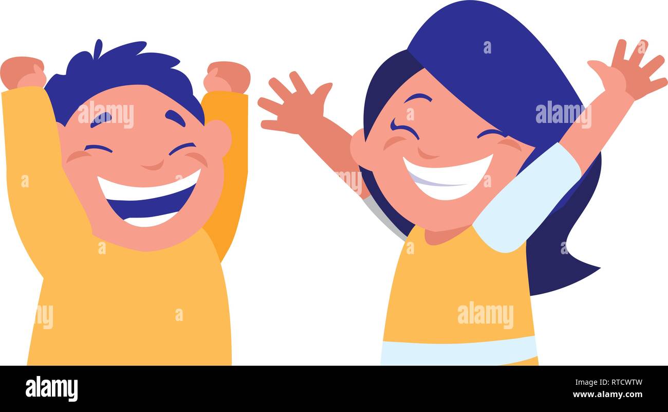 happy fat kids celebrating characters vector illustration design Stock ...