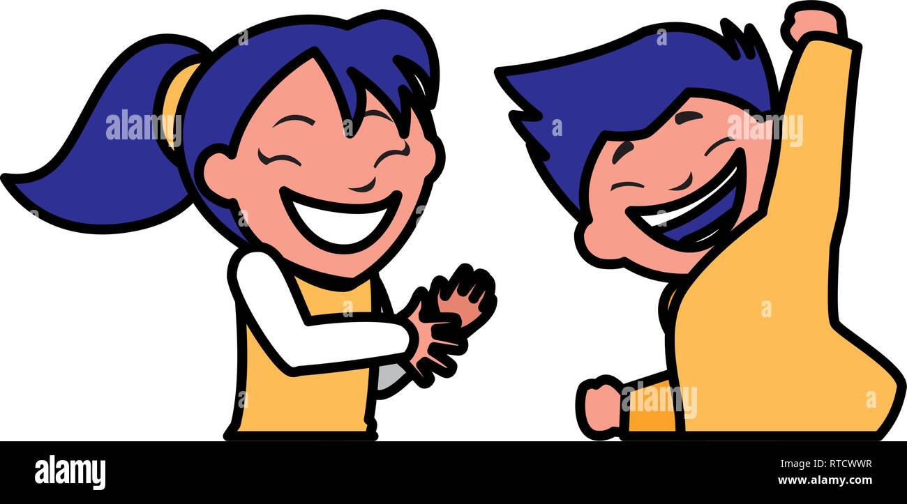 happy fat kids celebrating characters vector illustration design Stock ...