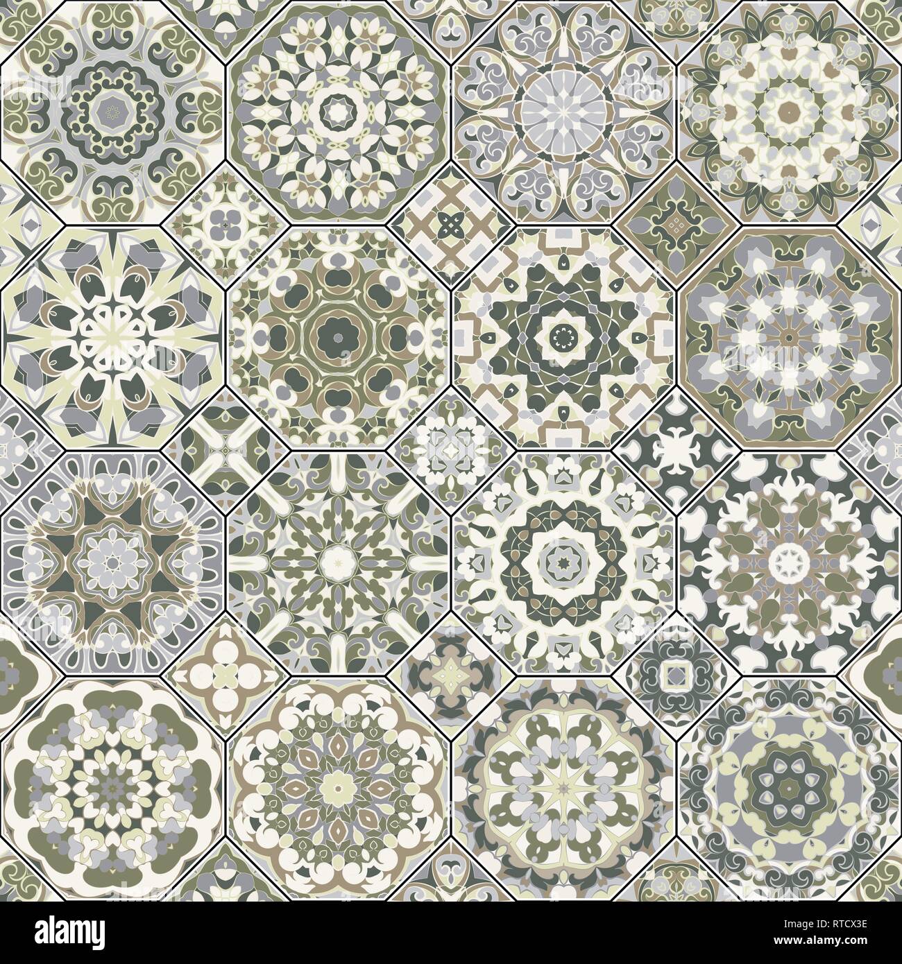 Vector collection of square and octagonal seamless patterns in Oriental ...
