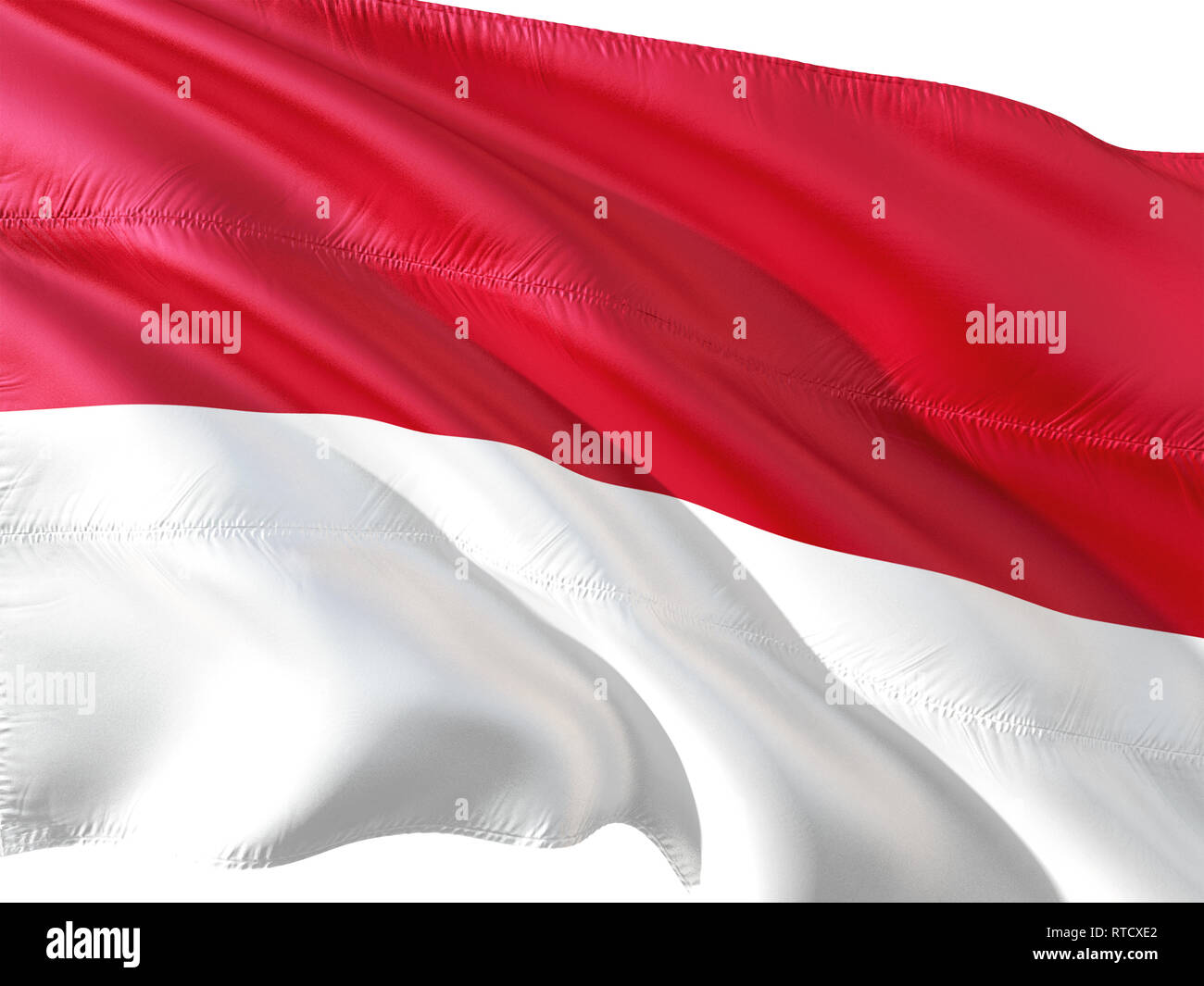 Flag of Monaco waving in the wind, isolated white background Stock ...