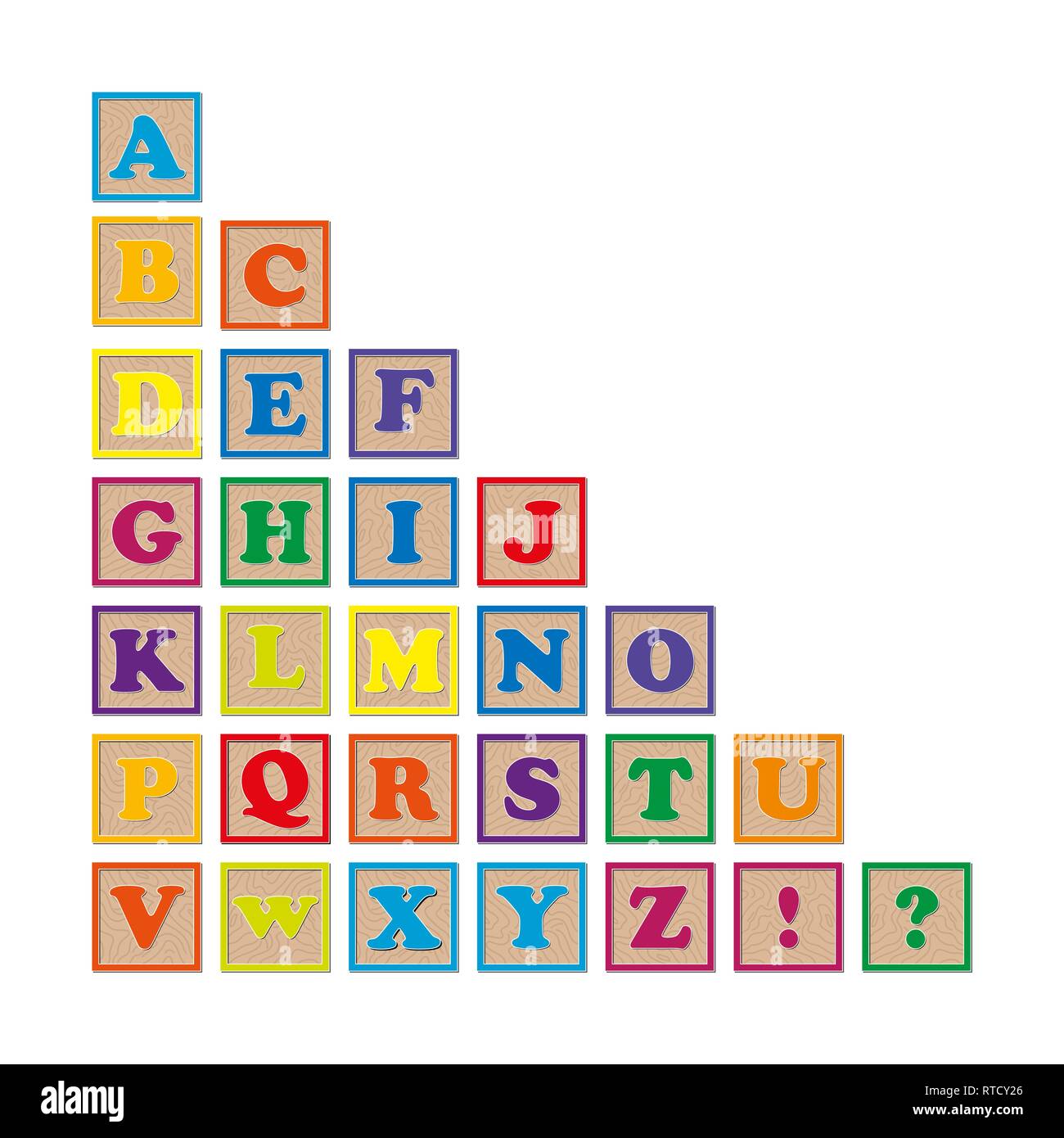 Set of colored wooden cubes with letters of the alphabet Stock Vector ...