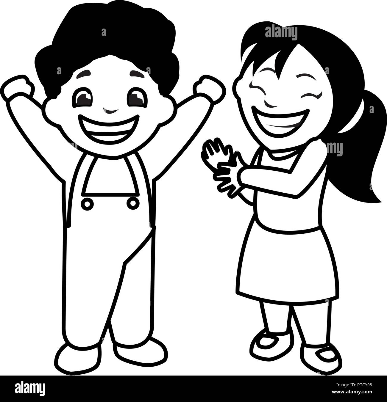 happy fat kids celebrating characters vector illustration design Stock ...