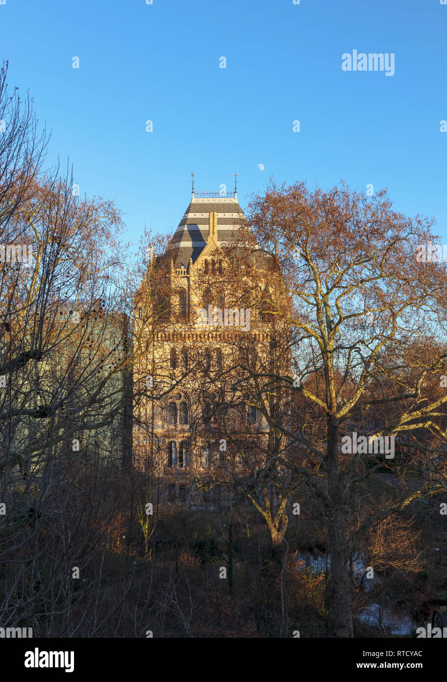 Side view of the iconic Natural History Museum Alfred Waterhouse ...