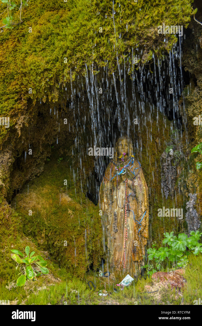 Tears of Mary (Lacrime di Maria), statue of the Virgin Mary behind ...