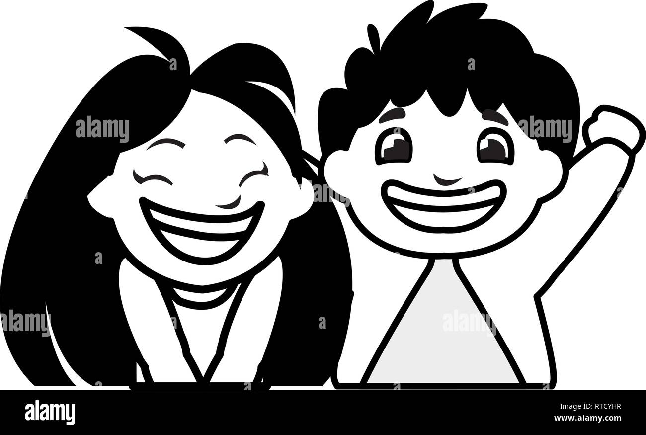 happy fat kids celebrating characters vector illustration design Stock ...