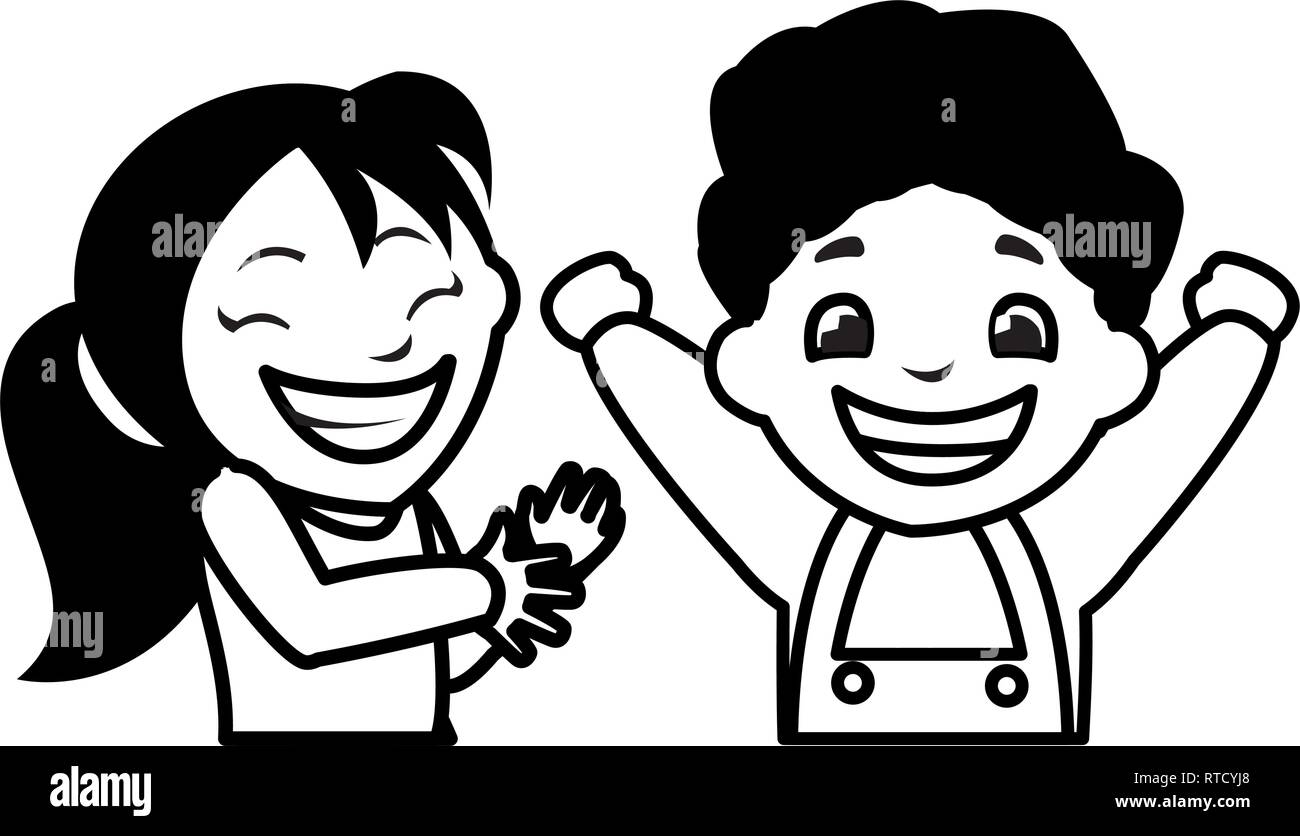 happy fat kids celebrating characters vector illustration design Stock ...