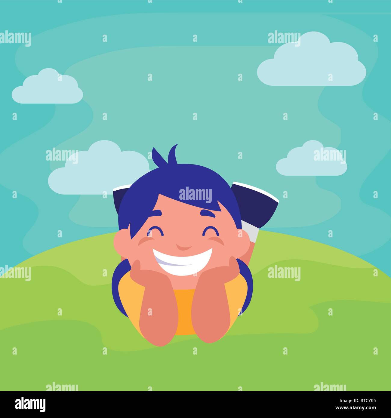 happy fat boy in the camp vector illustration design Stock Vector Image ...