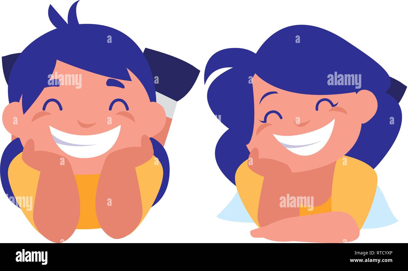 happy fat kids characters vector illustration design Stock Vector Image ...