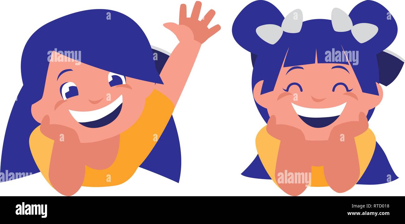 happy little girls characters vector illustration design Stock Vector ...