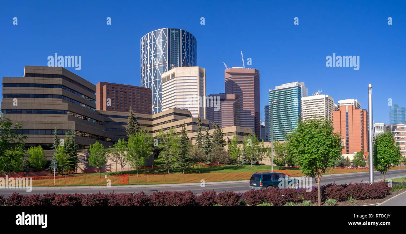 East Village skyline on June 5, 2016 in Calgary, Alberta Canada. The ...