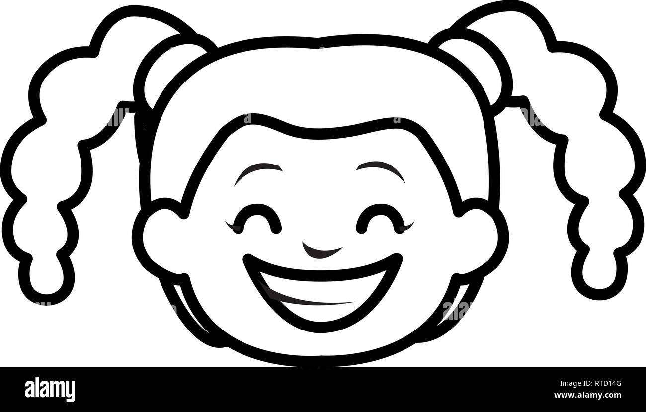 cute little girl head character vector illustration design Stock Vector ...