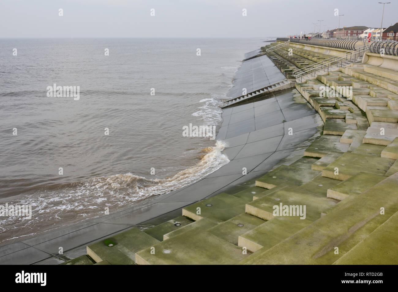 Concrete wave breaker units and sloping revetment, part of Anchorsholme ...