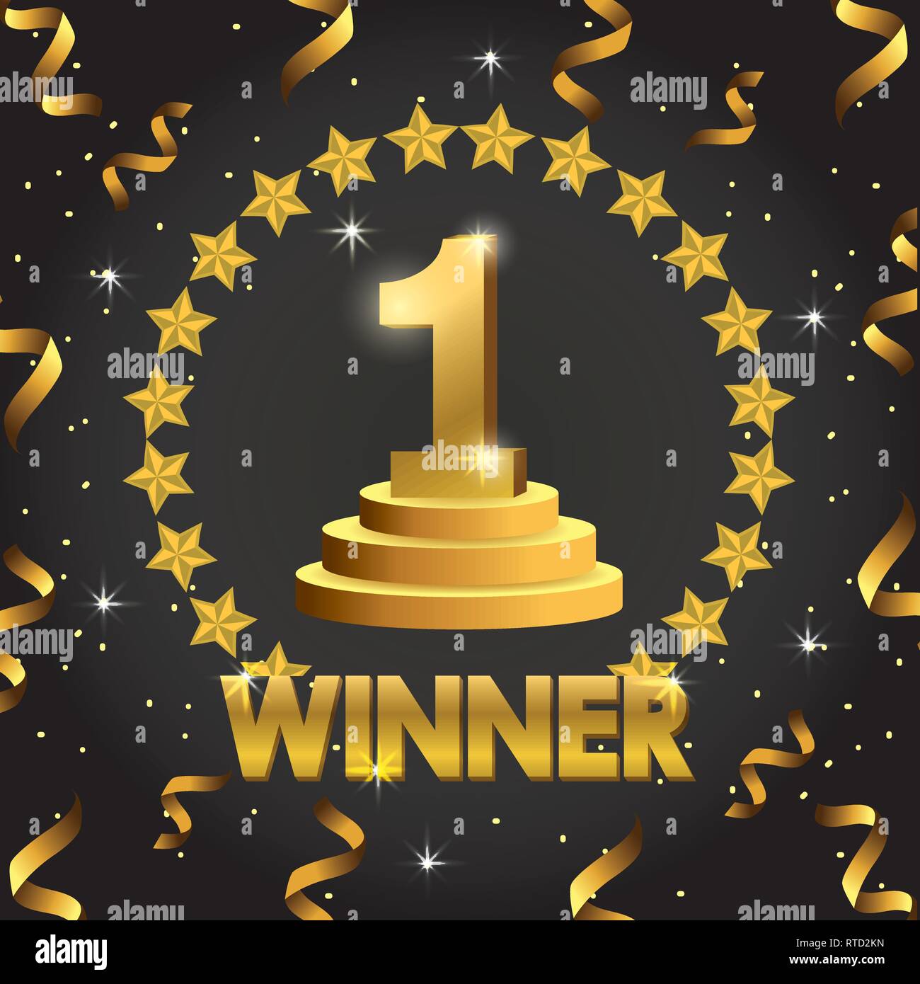 first prize with stars and confetti to champion celebration Stock ...