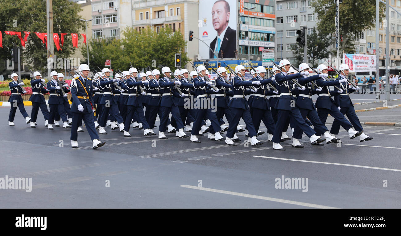 ISTANBUL, TURKEY - AUGUST 30, 2018: Soldiers march during 96th ...