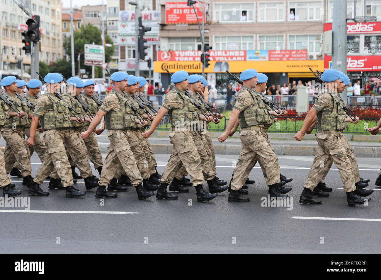 ISTANBUL, TURKEY - AUGUST 30, 2018: Soldiers march during 96th ...