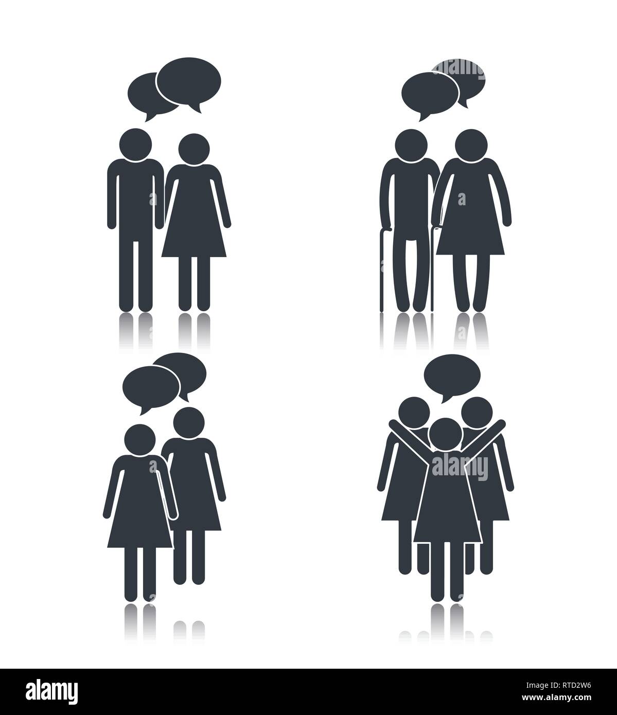 Silhouette group business people bubbles Stock Vector Images - Alamy