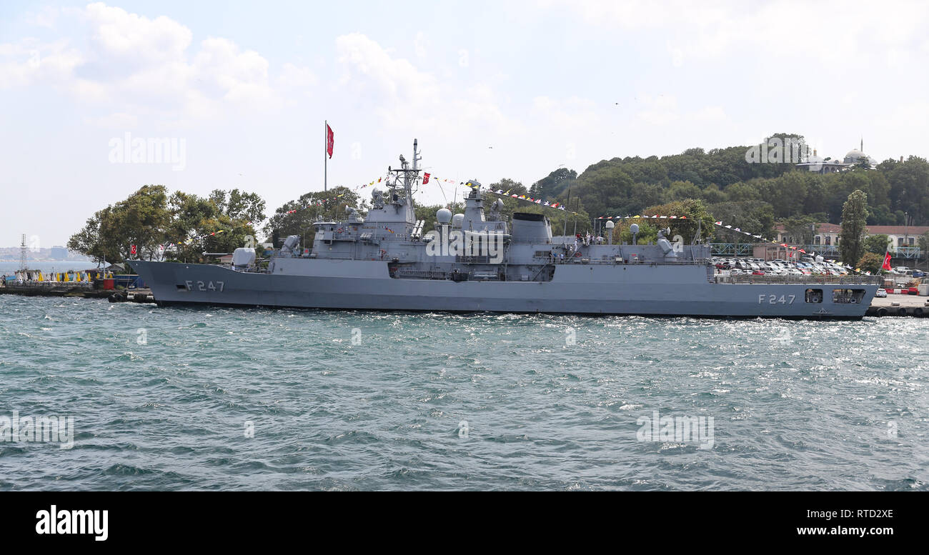 ISTANBUL, TURKEY - AUGUST 30, 2018: War Ship during 96th anniversary of ...