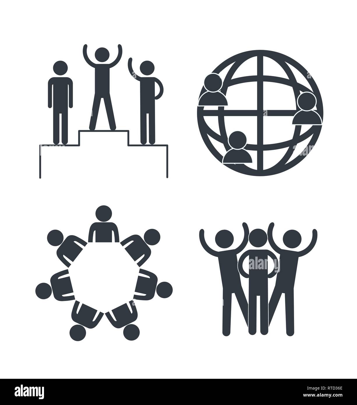 set pictogram social people group discussion Stock Vector Image & Art ...