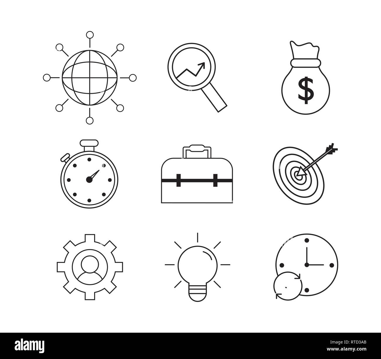 set businesss office strategy with target and gear Stock Vector Image ...