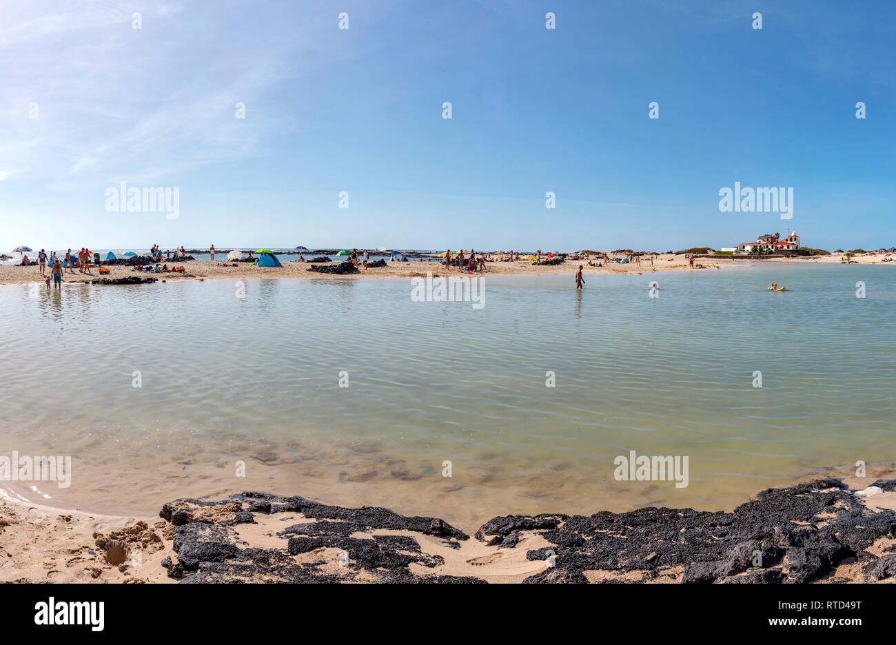 A little inland sea behind the beach, El Cotillo, Spain Spain *** Local ...
