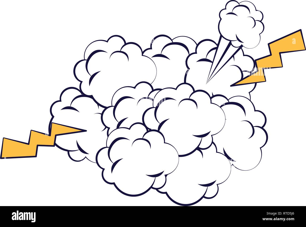 cloud expression with power rays pop art style vector illustration ...