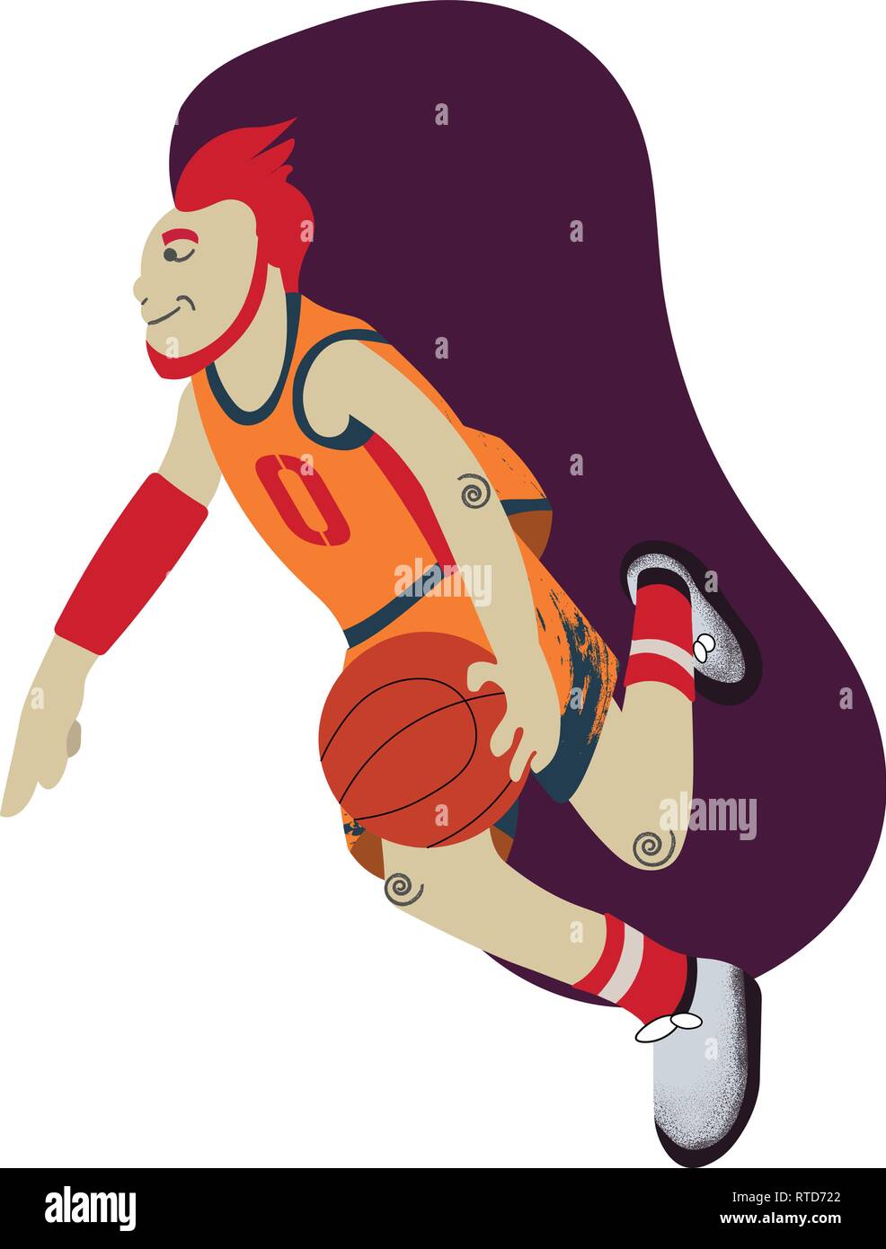 Cartoon basketball player moving forward with the Stock Vector Image ...