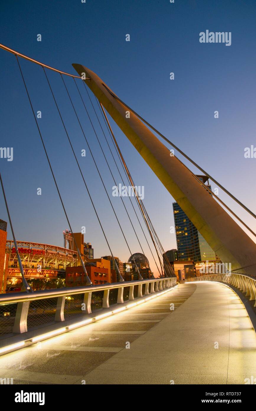 The iconic, modern 500-feet long Harbor Drive Pedestrian Bridge at ...
