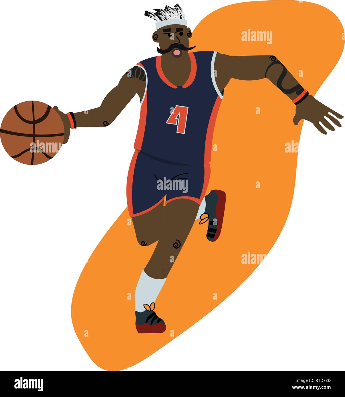 Cartoon basketball player with moustache ball Stock Vector Image & Art ...