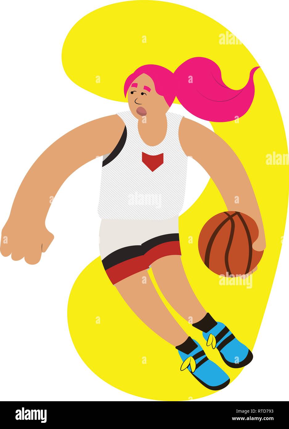 Cartoon basketball girl ball possesion try to rush Stock Vector Image ...