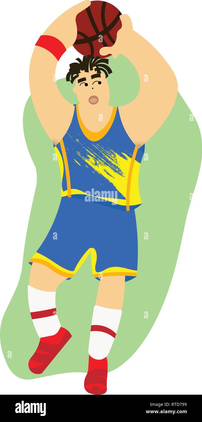 Cartoon basketball player shoting in the basket Stock Vector Image ...