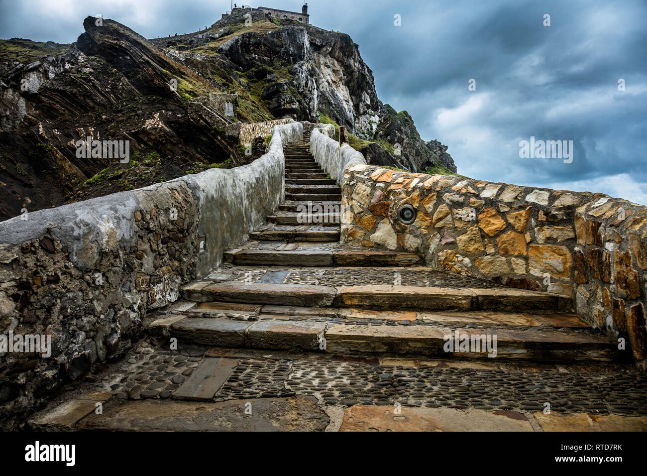 Gaztelugatxe on Bay of Biscay, the Spanish Basque Coast. A craggy islet ...