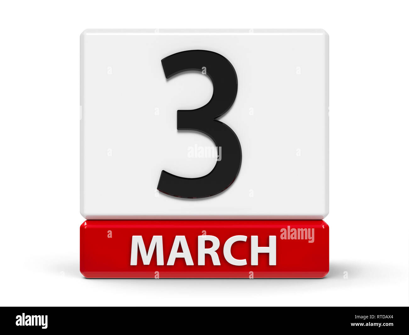 Red and white calendar icon from cubes - The Third of March - on a ...
