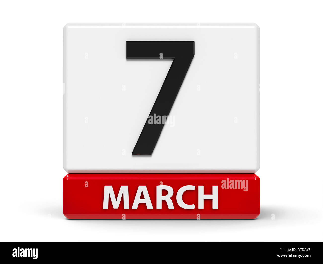 Red and white calendar icon from cubes - The Seventh of March - on a ...