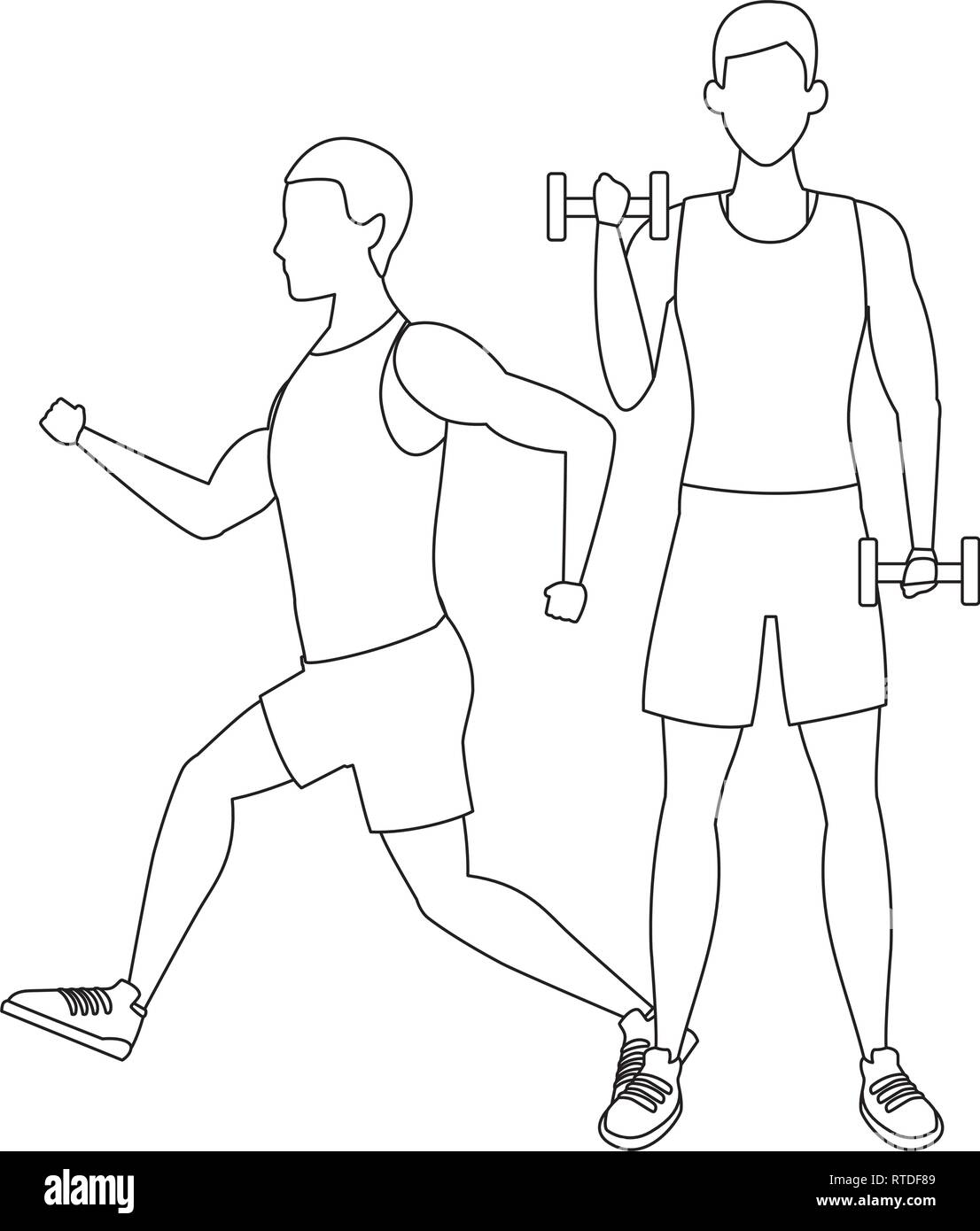 Men exercising together Stock Vector Images - Alamy